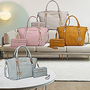 MKF Set Crossbody Satchel Bag for Women & Wristlet Wallet Purse – PU Leather Top Handle Tote – Shoulder Handbag