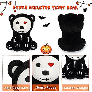 JIZWPOOM Black Teddy Bear Plush, Teddy Bear Stuffed Animals Goth Plush Teddy Bear, Cute Black Bear Toy Stuffed Bear Plushies Gift for Kids Birthday Decoration