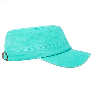 MONOFARBE Washed Cotton Plain Cadet Army Cap Classic Military Hat Men Women Fashion Hat (Turquoise)