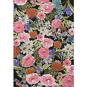 Loloi II Botanical Black/Multi 3'-3" x 3'-3" Round Accent Rug