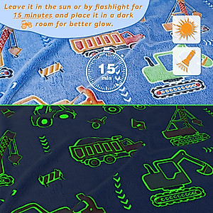 LOKOZ Truck Blanket Construction Blanket Glow in The Dark Blankets for Boys Tractor Blanket Kids Excavator Blanket Birthday Gifts for Room Bed Sofa Decor