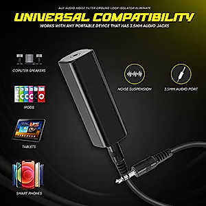 3.5mm Aux Audio Noise Filter Ground Loop Isolator Eliminate Car Electrical Noise Ground Loop Isolator 3.5mm