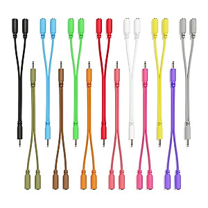 ExcelValley - Mono Splitter Y Patch Cables - TS 3.5mm 1/8" Eurorack Synth Synthesizer [6A-Pack]