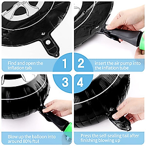 Waenerec 8pcs Tire Balloons 18 Inch Race Car Balloons Garland Kit Large Black Foil Wheels Balloons Classic Car Party Decorations for Boys Kids Truck, Race Car Theme Birthday Party Supplies