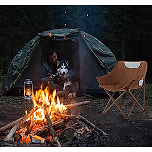 TOSAMC Folding Chairs Heavy Duty Support 350 lbs Moon Chair with Carry Bag Brown