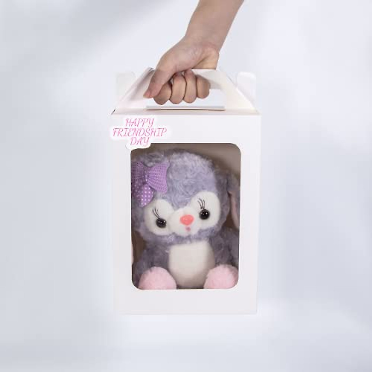 Dasofine Gift Bags with Window 12pcs, 7.1”×5.1”×9.8” Transparent Paper Bag, Paper Gift Bags with Handles for Halloween, Bridal Shower, Party