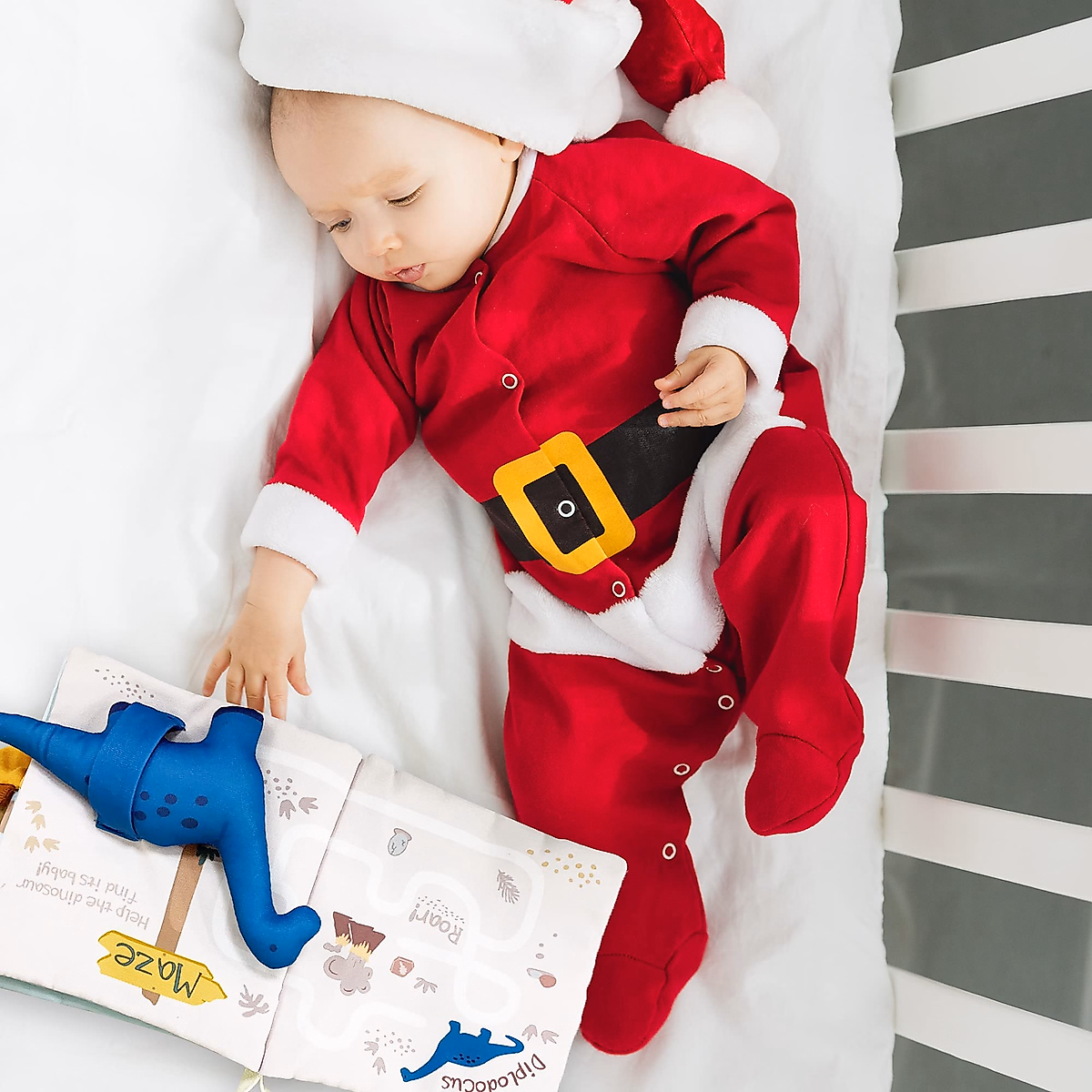 Jonzoo Soft Baby Books 6-12-18 Months, Dinosaur Crinkle Book for Baby, Newborn Infant Montessori Tummy Time Toys 0-6-12 Months, Baby Cloth Book, Car Seat Stroller Toy, Baby Boy Girl Gift 0-6-12 Months