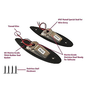 Marine Boat Navigation Lights, LED Bow Light, Boat Navigation Lights Red and Green, Vertical Mount Sidelight, 12 V, 2NM