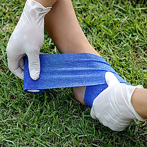 Self Adherent Cohesive Bandages Wrap 6 Count 2" x 5 Yards, Medical Tape, Adhesive Flexible Breathable First Aid Non Woven Rolls, Stretch Athletic, Ankle Sprains & Swelling, Sports