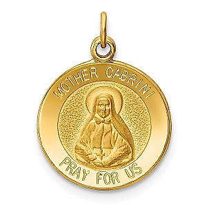IceCarats 14K Yellow Gold Mother Cabrini Medal Necklace Charm Pendant Only