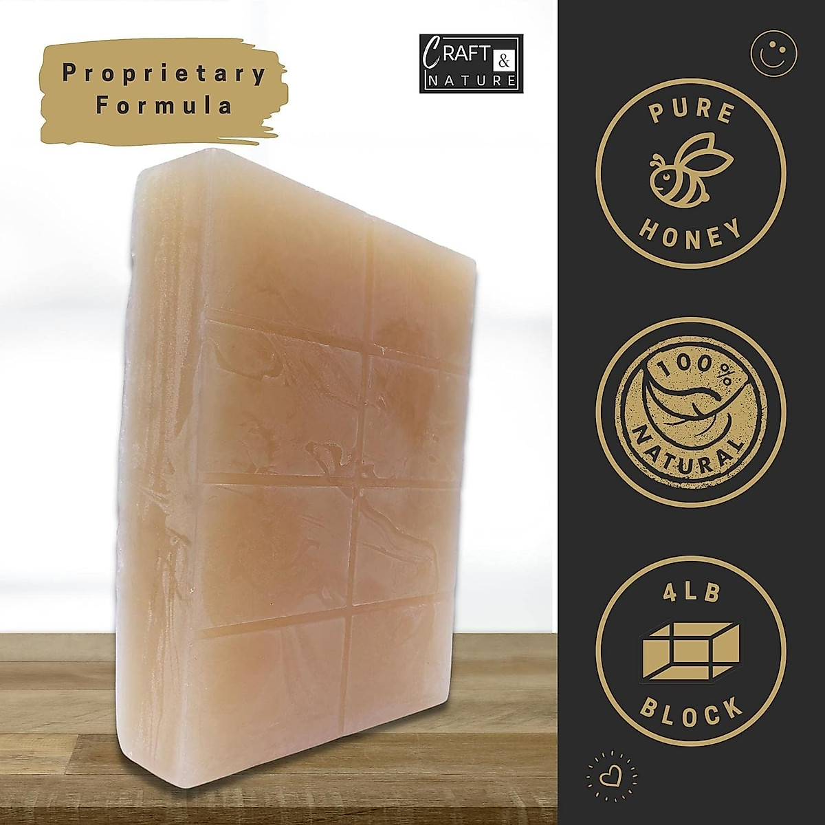 Craft & Nature 4 LB All Natural Unscented Honey Moisturizing Glycerin Melt And Pour Soap Base for Soap Making