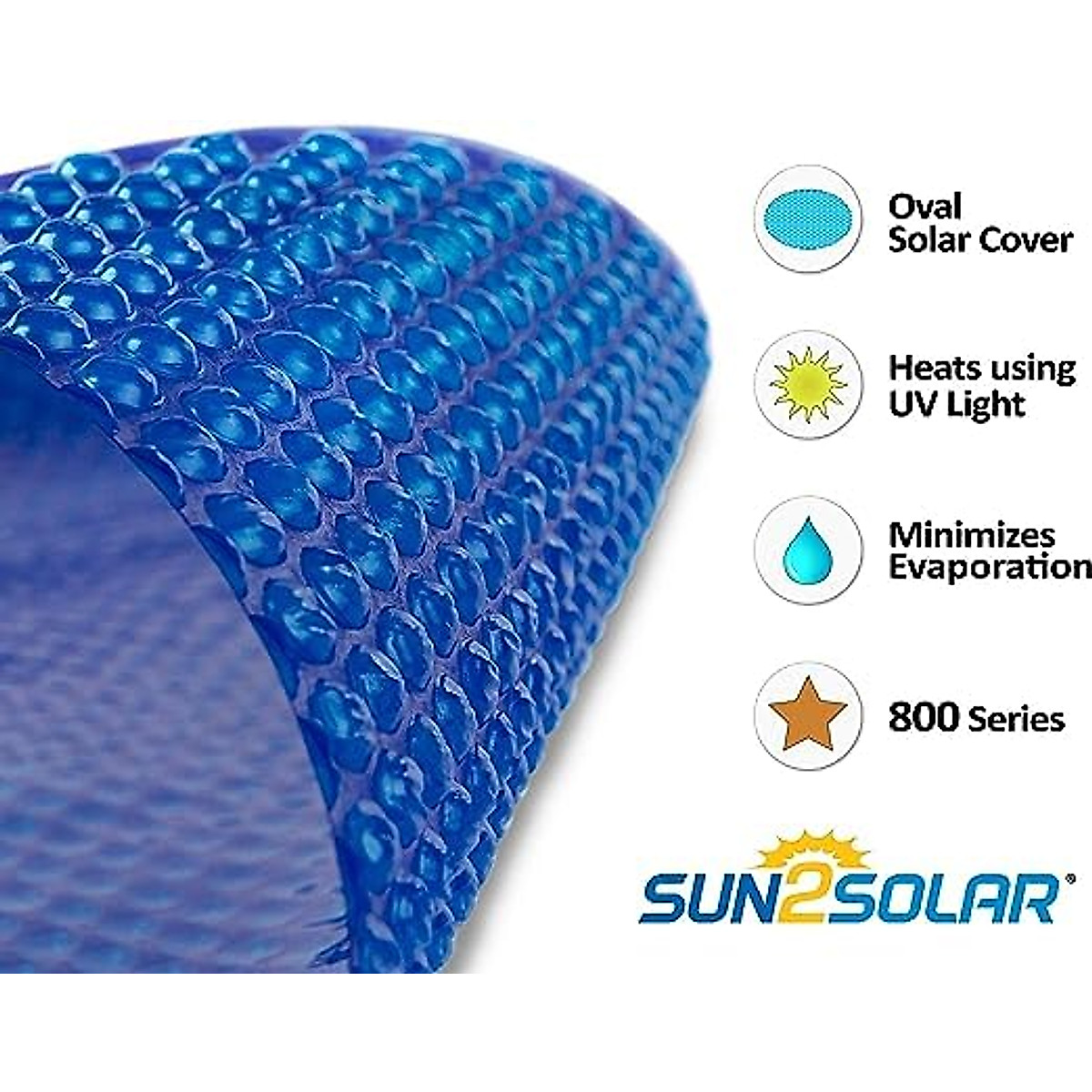 Sun2Solar Blue 12-Foot-by-28-Foot Rectangle Solar Cover | 800 Series Style | Heat Retaining Blanket for In-Ground and Above-Ground Rectangular Swimming Pools | Use Sun to Heat Pool | Bubble-Side Down…