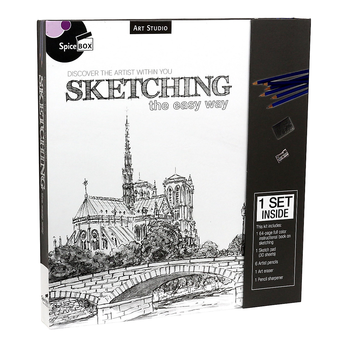 SpiceBox Adult Drawing Sketching Kit, Learn to Draw, How to Sketch Books, Art Hobby Kits for Adults, Sharks and Sea Creatures