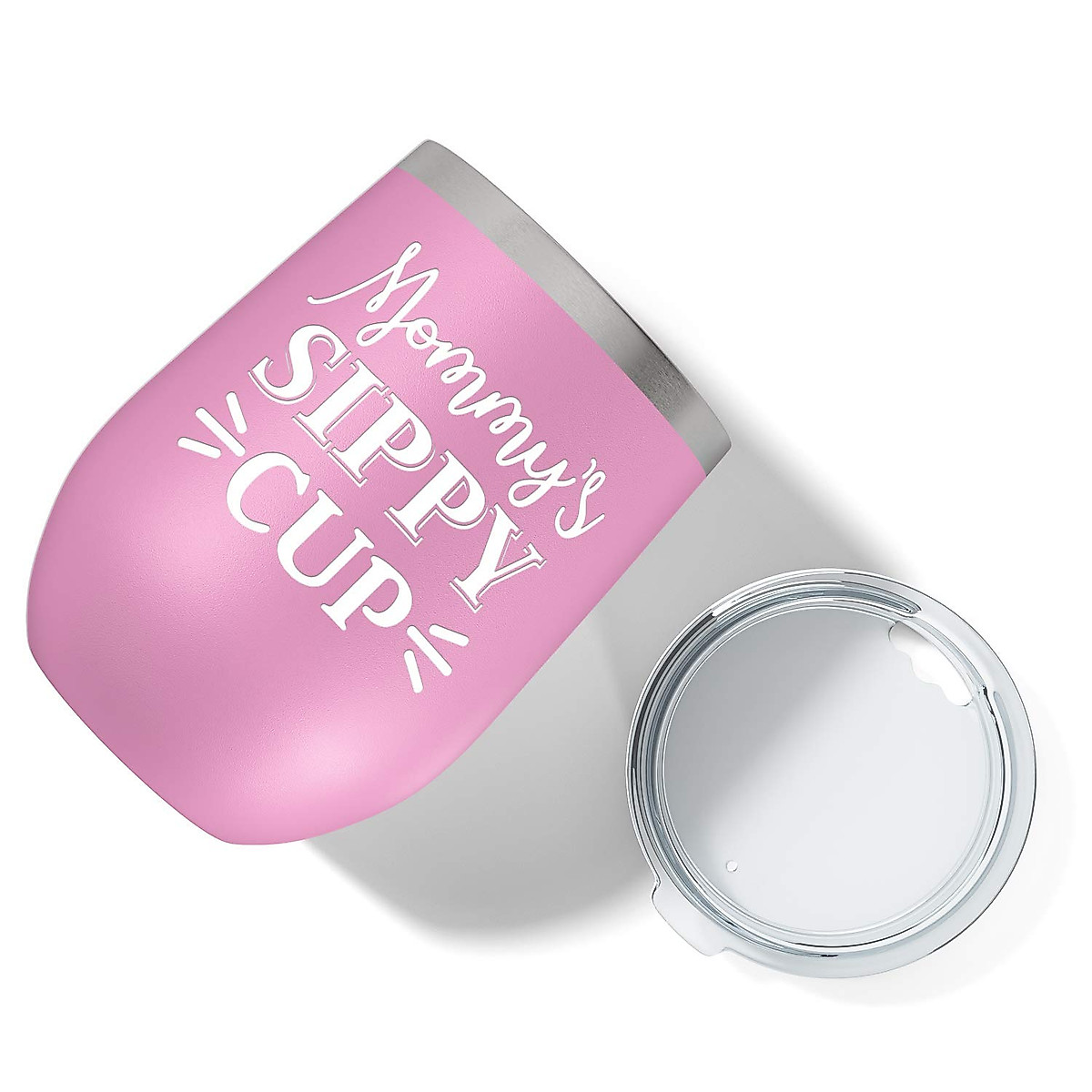 Mommy's Sippy Cup on 12 oz Blush Stainless Steel Gift Travel Wine Tumbler