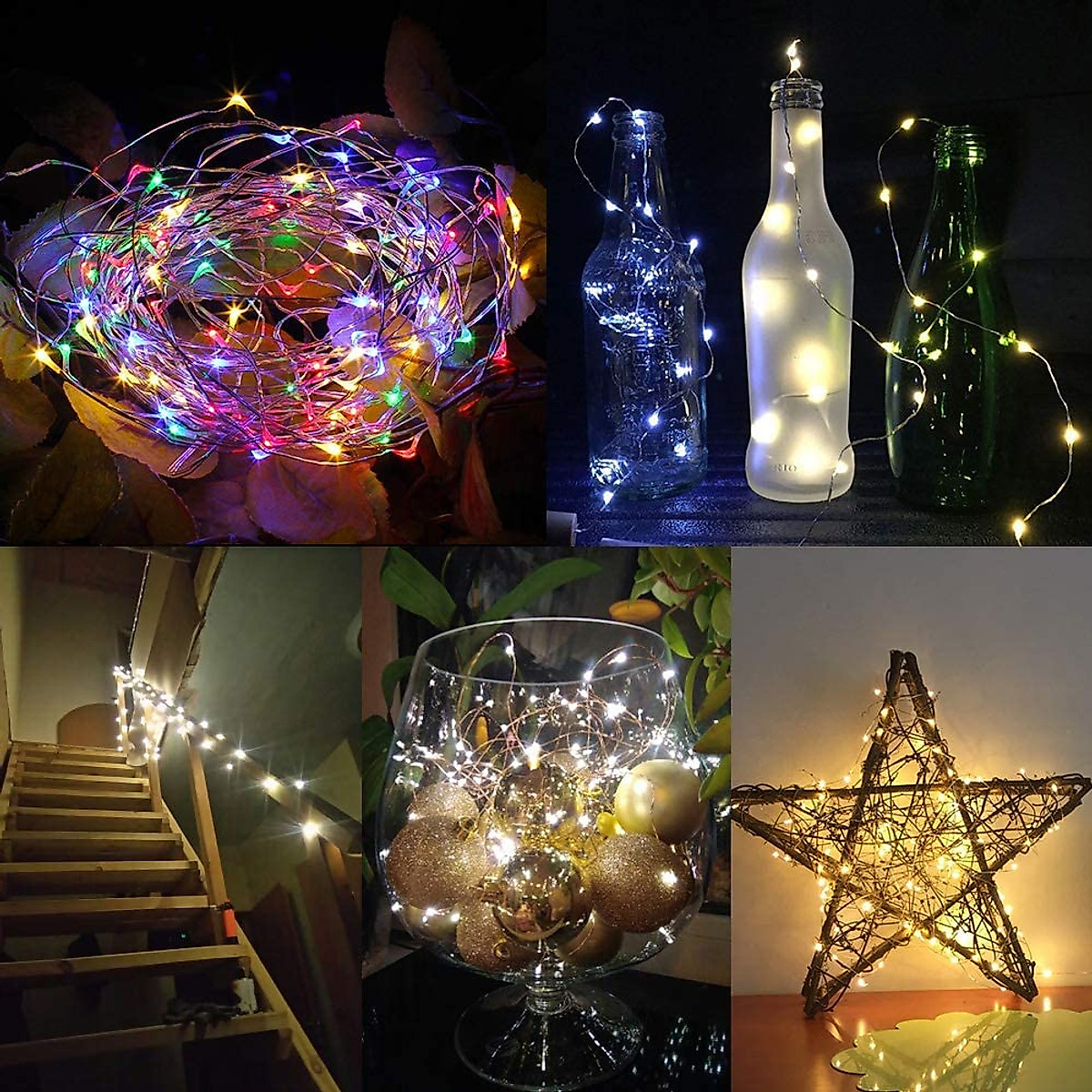 Led Fairy Lights Battery Operated Mini Battery Powered Silver Wire Starry Fairy Lights for Bedroom, Christmas, Parties, Wedding, Centerpiece, Decoration (Blue)