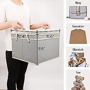 LoforHoney Home Bundle- Storage Bins with Lids, Light Gray, Large 4-Pack & XLarge 2-Pack