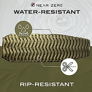 NEAR ZERO - Inflatable Sleeping Pad, Ultralight Camping Mattress, Portable Sleeping Pad for Camping, Hiking, Beach, Backpacking Trip and More, 14.5 oz, Green