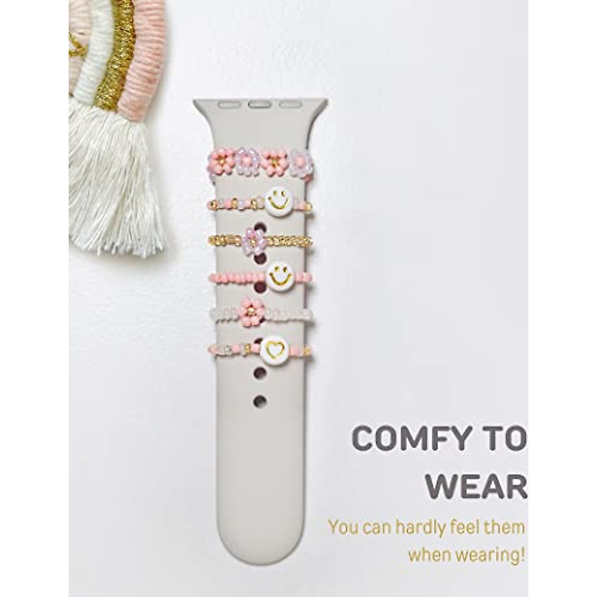 Heesch Watch Band Charms Compatible with Apple Watch Charms for Band Women Beads Decorative Ring Loops Charm for Apple Watch Band Charms Accessories