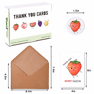 40 Funny Thank You Cards with Envelopes & Stickers, 4×6 in Cute Pun Cards Assorted Blank Greeting Cards, Boxed Bulk Note Cards for Friends Teachers Business Coworker Employee Appreciation