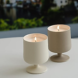 Goblet Ceramic Candle Container Cup, Environmentally Friendly and Reusable, Matte Crème, 5.4oz