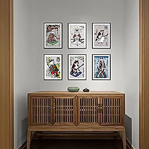 DALIHEBO Japanese Art Tattoo Cat Painting Wall Retro Art Poster Set of 6 Prints UNFRAMED (8x11.8 inch)