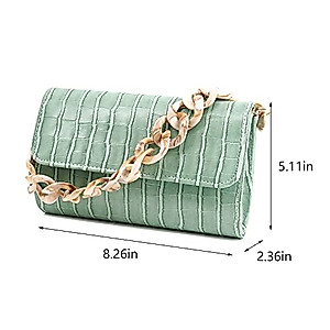 Naimo Crocodile Clutch Purses for Women Snake Print Leather Evening Bag Shoulder Handbag with Chunky Acrylic Chain