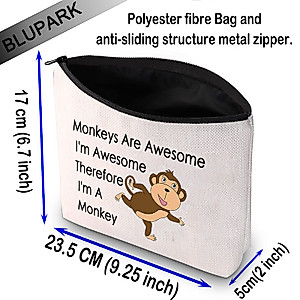BLUPARK Funny Monkey Gift for Monkey Lover Monkeys Are Awesome I'm Awesome Therefore I'm A Monkey Makeup Bag Animal Lover Gift (I'm A Monkey)