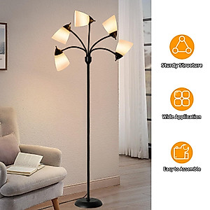DINGLILIGHTING Floor Lamp Tall for Room: Flexible Gooseneck Floor Lamps Standing for Bedroom Home Office - Modern Floor Lights 5-Light