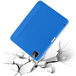SIWENGDE Case for iPad Pro 11 Inch 4th/3rd/2nd Generation 2022/2021/2020 with Pencil Holder [Support iPad 2nd Pencil Charging] Slim Trifold Stand Smart Protective Cover, Auto Wake/Sleep(Blue)