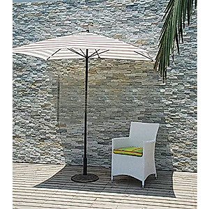 SSZY Patio Umbrella Portable White and Light Brown Striped Pool Patio Umbrella, Rectangle Outside/Beach/Market Table Umbrella, Garden Umbrella Parasol