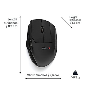Contour Design Unimouse Mouse Wireless - Wireless Ergonomic Mouse for Laptop and Desktop Computer Use - 2.4GHz Fully Adjustable Mouse - Mac & PC Compatible - (Right-Hand)