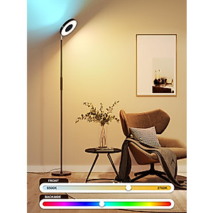 addlon RGB Floor Lamp, 2000LM LED Super Bright-Tall Standing with Alexa, App and Remote Control, Smart Modern Floor Lamp with Music Sync and 16 Million DIY Colors for Bedroom Living Room