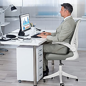 Modoway Desk Chairs with Wheels and Arms Ergonomic Mesh Office Chair with 300LBS Capacity (Grey-1Unit)