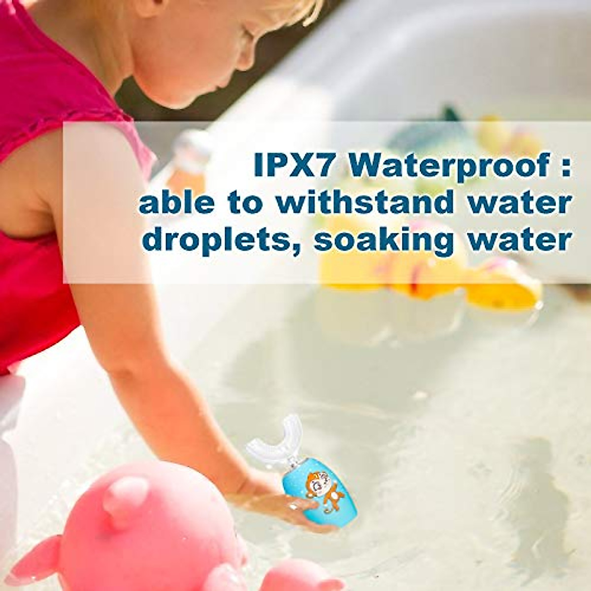 Sunartec Kids Musical U Shaped Toothbrush, Ultrasonic Electric Toothbrushes for Kids 2 Brushing Modes and 1 Gums Care 360° Sonic Toothbrushes for Child 4 Brushheads (Purple and Blue Random)