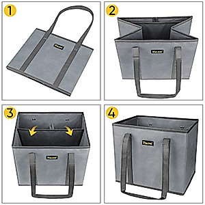 BALEINE 3Pk Reusable Grocery Bags, Foldable Shopping Bags for Groceries with Reinforced Bottom & Handles (Reindeers)