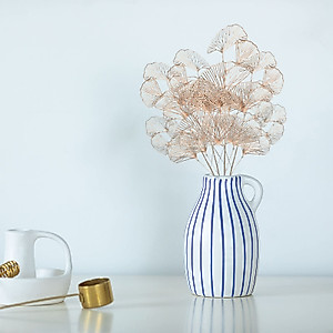 CVPDI 4 Pack Ginkgo Leaves Decorations,Artificial Gold Leaves with Stems Indoor Outdoor Planter Vase Filler Home Garden Wedding Decor