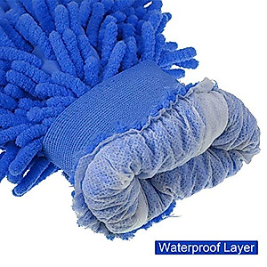 BBTO 5 Pieces Car Wash Mitts Chenille Microfiber Wash Mittens Double Sided Scratch-Free Wash Mitt (Royal Blue)