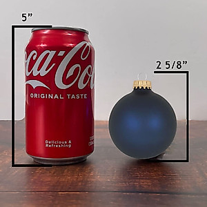 Glass Christmas Tree Ornaments - 67mm / 2.63" [8 Pieces] Designer Balls from Christmas By Krebs Seamless Hanging Holiday Decor (Velvet Midnight Haze Blue)