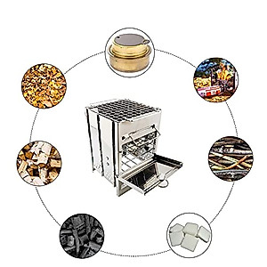 TAMYID Charcoal Grills, Outdoor Camping Stove Portable Ultralight Stainless Steel Stove Pan Camping Roaster Charcoal Barbecue Home Set Picnic Cookware