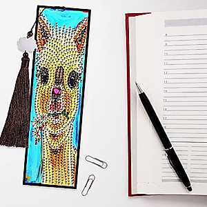 sikiwind Diamond Painting Bookmark, 2pcs 5D DIY Tassel Bookmark Mosaic Embroidery Craft Bookmark Special Shaped Diamond Painting Creative Leather Bookmarks with Tassel