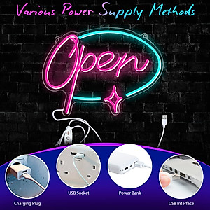 Neon Open Sign for Business, 15.75"x11.4" Led Open Signs for Business & Store Window, Adjustable Brightness Ultra Bright Neon Light Open Sign for Party Bar Salon Coffee Shop Club Hotel Wall Decor