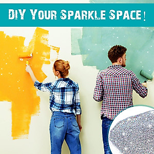 500g Glitter Paint Additive Silver Holographic Glitter Paint Additive Silver Holographic Metallic Glitter Powder Mix with Acrylic Paint for Interior Exterior Wall Ceiling Wood