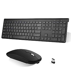 UrbanX Plug and Play Compact Rechargeable Wireless Bluetooth Full Size Keyboard and Mouse Combo for Microsoft Surface Duo 2 supports Windows, macOS, iPadOS, Android, PC, Mac, Laptop, Tablet -Black