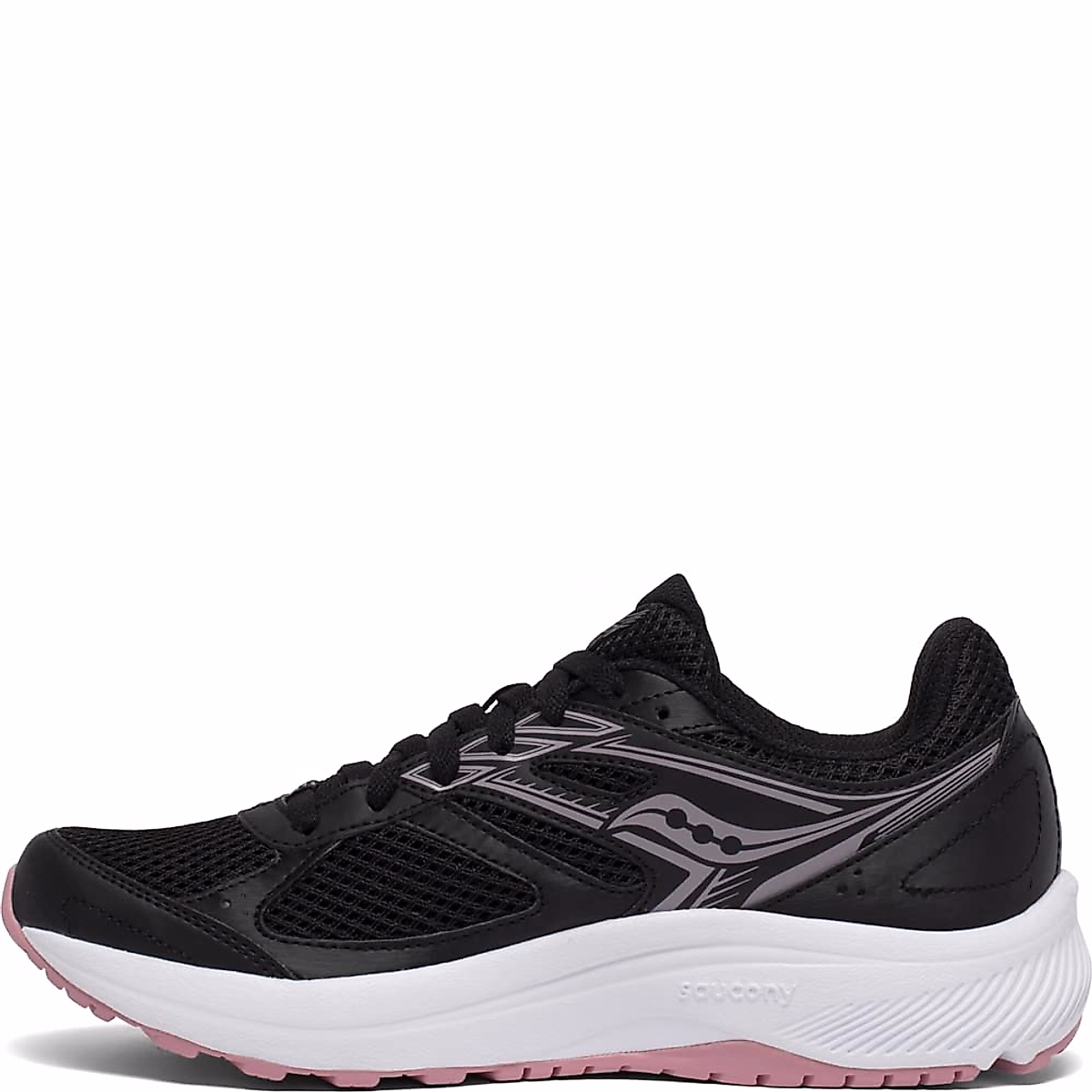 Saucony Women's Cohesion 14 Running Shoe, Black/Pink, 8.5