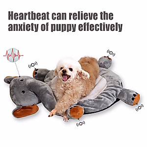 WEOK Heartbeat Puppy Toy, Dog Anxiety Relief Toys with Heartbeat, Dog Heartbeat Toy Bed Mat for Anxiety, Puppy Heartbeat Sleep Aid Comfort Toy for Puppy Dogs Cats Pets
