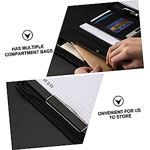 Ciieeo Multifunction Folder Zipper Portfolio Document Storage Pouch Tote Insert Organizer Document Organizer Bags Leather Certificate Bag Zip Binder Canvas Travel Business Book Portable