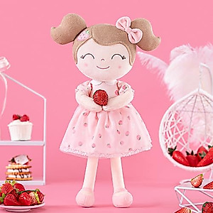 Gloveleya Baby Girl Gift Soft First Baby Doll Plush Doll Strawberry Pink 16" w/Gift Box…