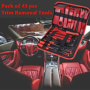 JOJOY LUX 41 Pack Auto Trim Removal Tool Set for Car Audio Dash Door Panel Window Molding,Auto Clip Pliers Fastener Tool Kit, Car Upholstery Repair Kit, Tool Kit with Zipper Bag