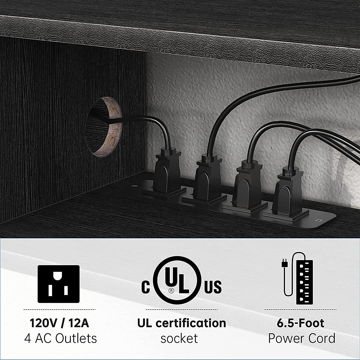 FABATO 59" Floating TV Stand with Power Outlet Wall Mounted Media Console Cabinet Shelf Under TV for Cable Box Audio Video Black