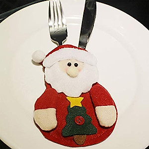 LERTREE 6PCS Christmas Fork Spoon Pocket Tableware Decoration Knife Fork Holder Table Dinner Decor